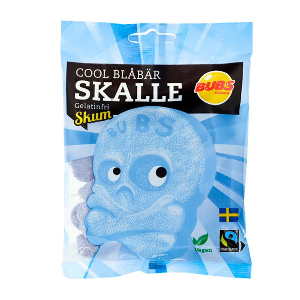Bubs Cool Raspberry Foam Skulls Swedish Candy, 90g — Exotic Snacks Company