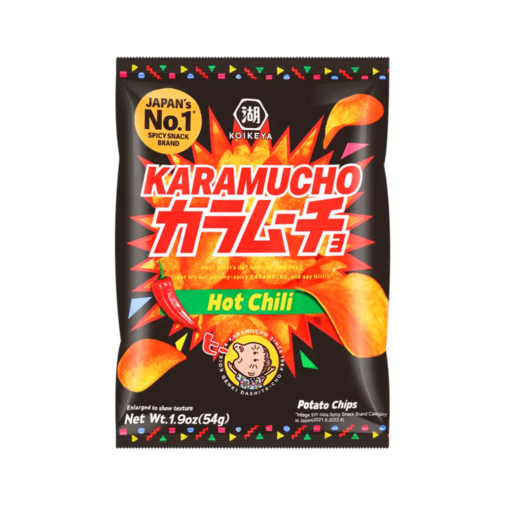 Koikeya Karamucho Flat Type Hot Chili Flavor Potato Chips, 54g — Exotic ...
