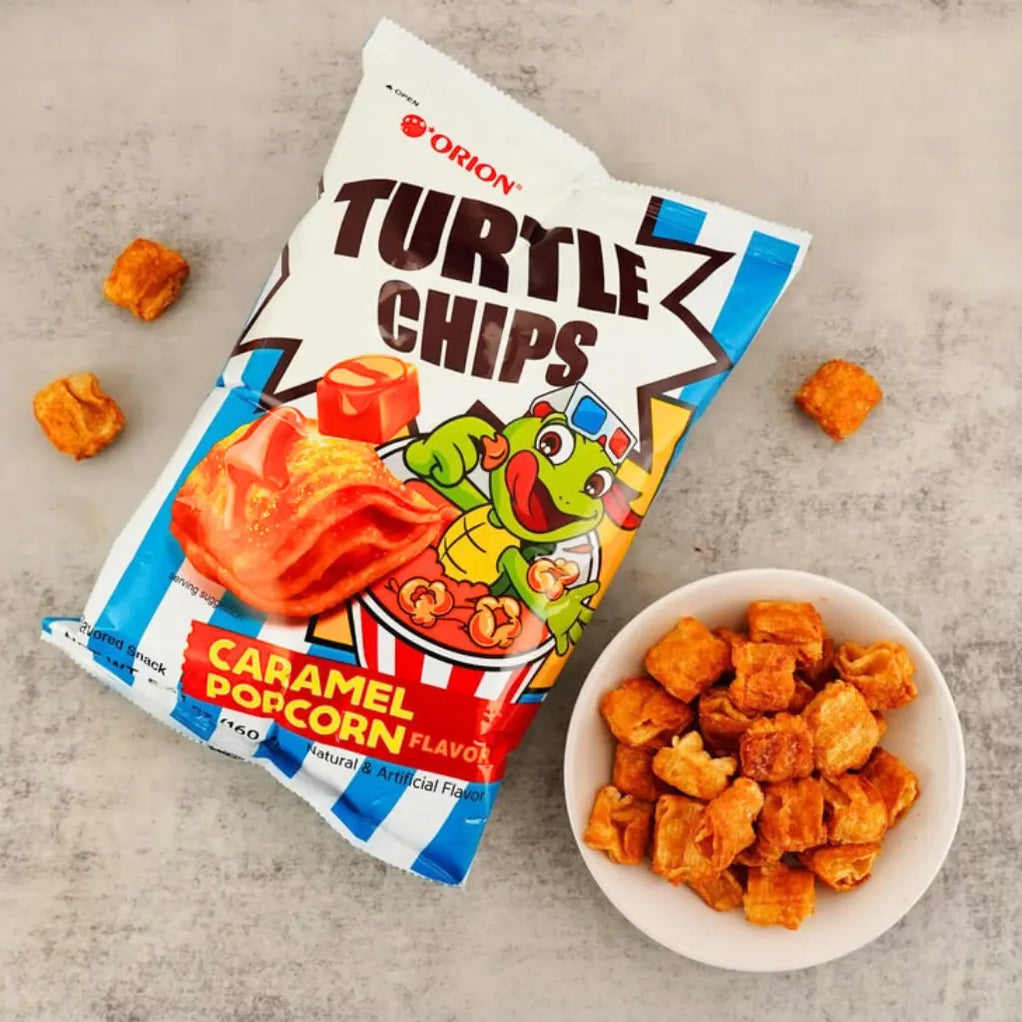 Orion Turtle Chips Caramel Popcorn Flavor, 160g — Exotic Snacks Company